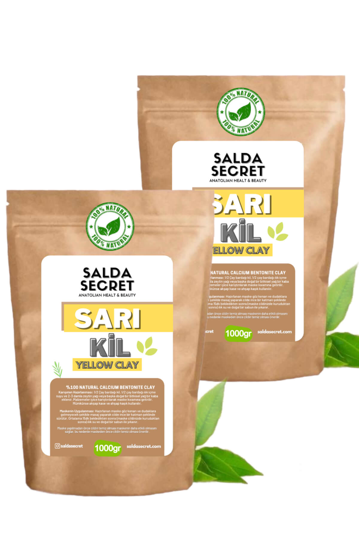Salda Secret Sarı Kil Doğal Yüz Maskesi 1000 gr X 2 Adet Toz - Kil ...